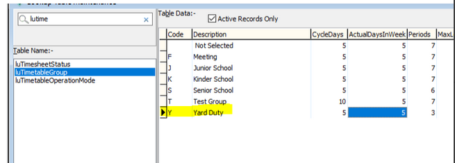 Set up Yard Duty to display in Staff Timetable