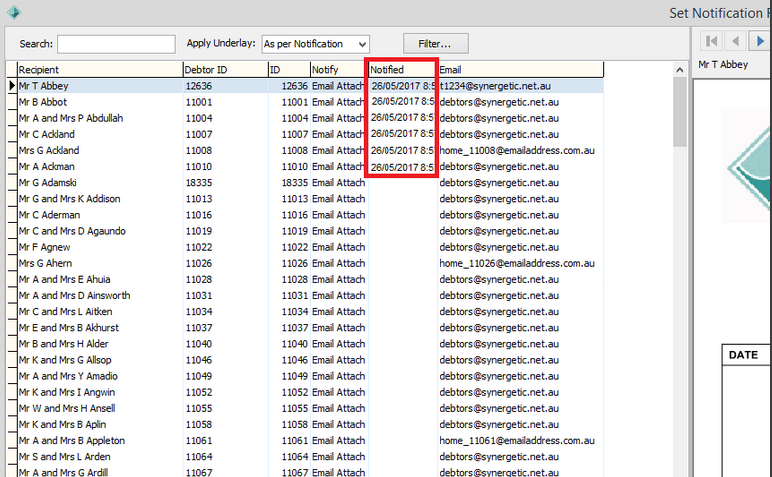 Restart/Continue Debtor Statement Run