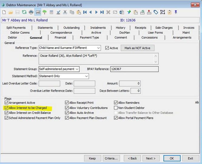 Debtor Overdue Charges - Fixed Interest amount