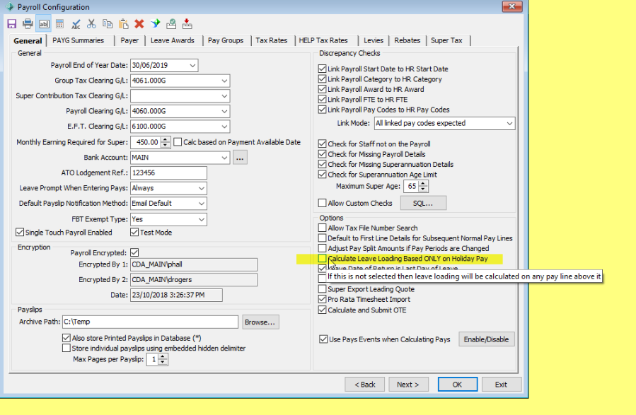 Set up Leave Loading