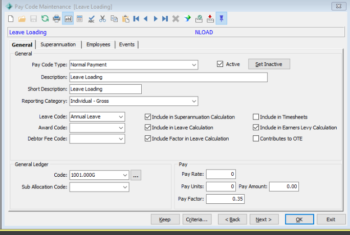Set up Leave Loading