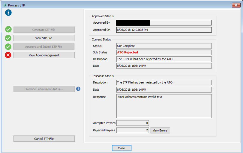 STP Rejection Messages