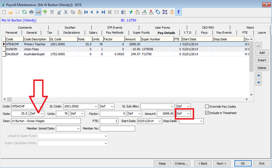 Adjust Employee Standard Pay Details / Updating Pay Rates
