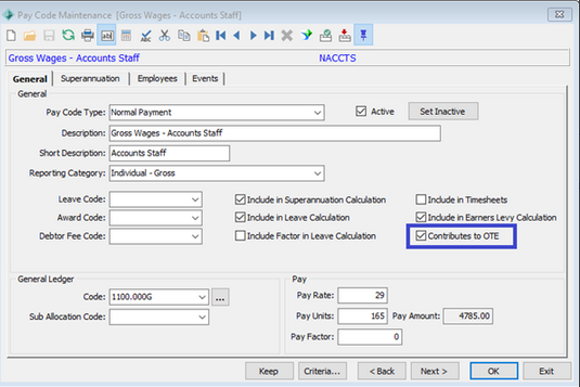Payroll - OTE (Ordinary Time Earnings)