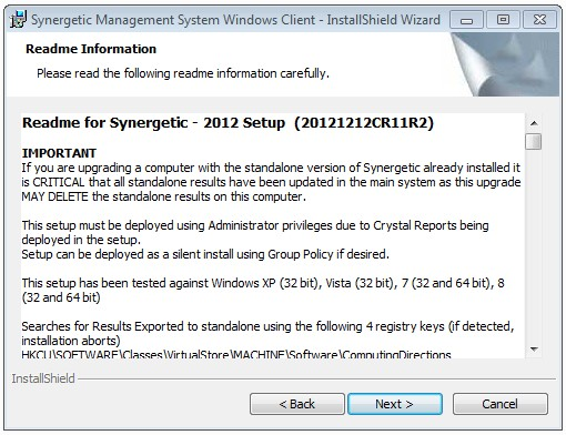 Synergetic Windows Client Installation