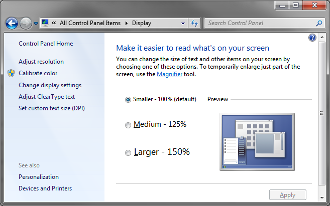Windows 7 Display Limitations