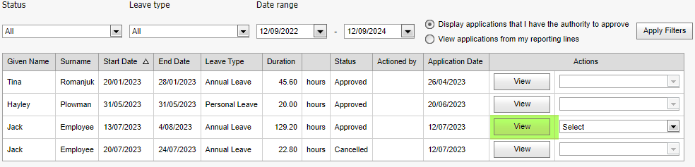 Online Leave Application
