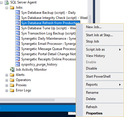 Test environment - refresh data from production environment