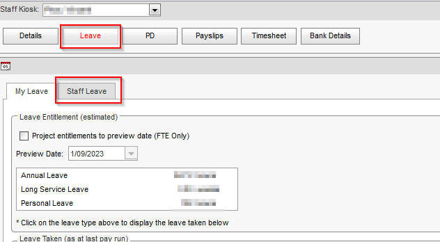Processing Online Leave application