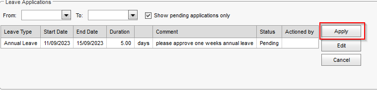 Processing Online Leave application