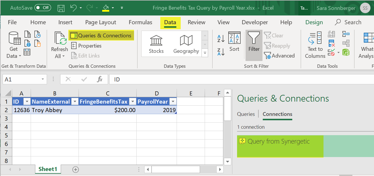 Fringe Benefits Tax Query by Payroll Year